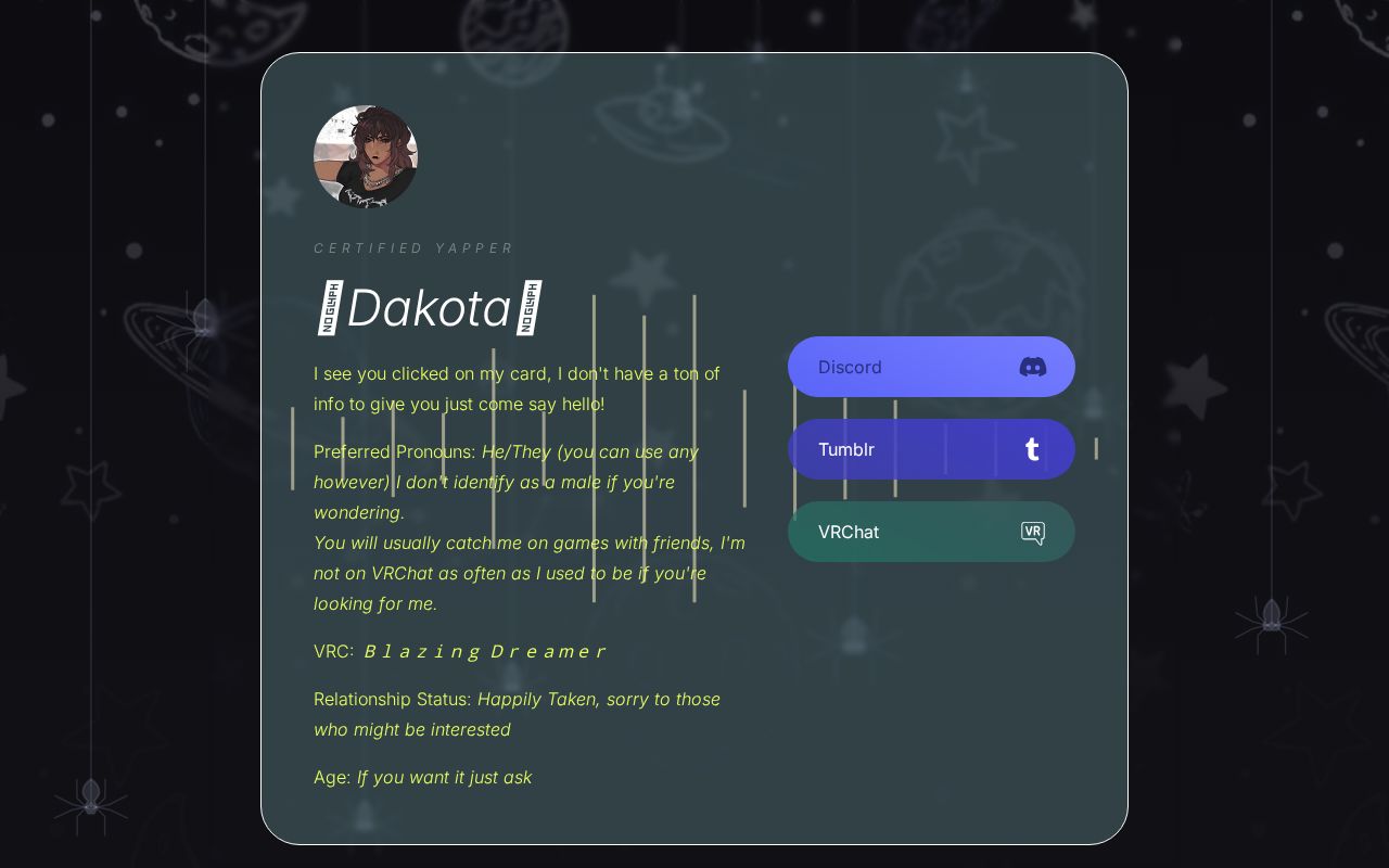 My silly little info carrd!